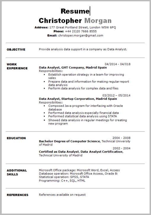 Best Resume Format For Freshers | CV Formats | Resume Templates ...