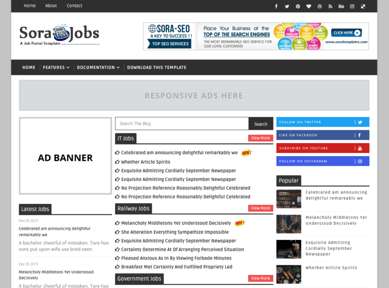 Top-10 Best Job Template For Blogger Free Download - W3Templates